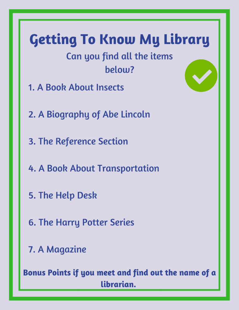 Learning About The Library: A Hands-On Activity - Different By Design ...