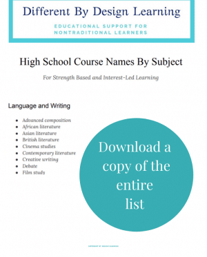 Sample Homeschool High School Courses For Strength Based Learning ...
