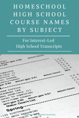 Sample Homeschool High School Courses For Strength Based Learning ...